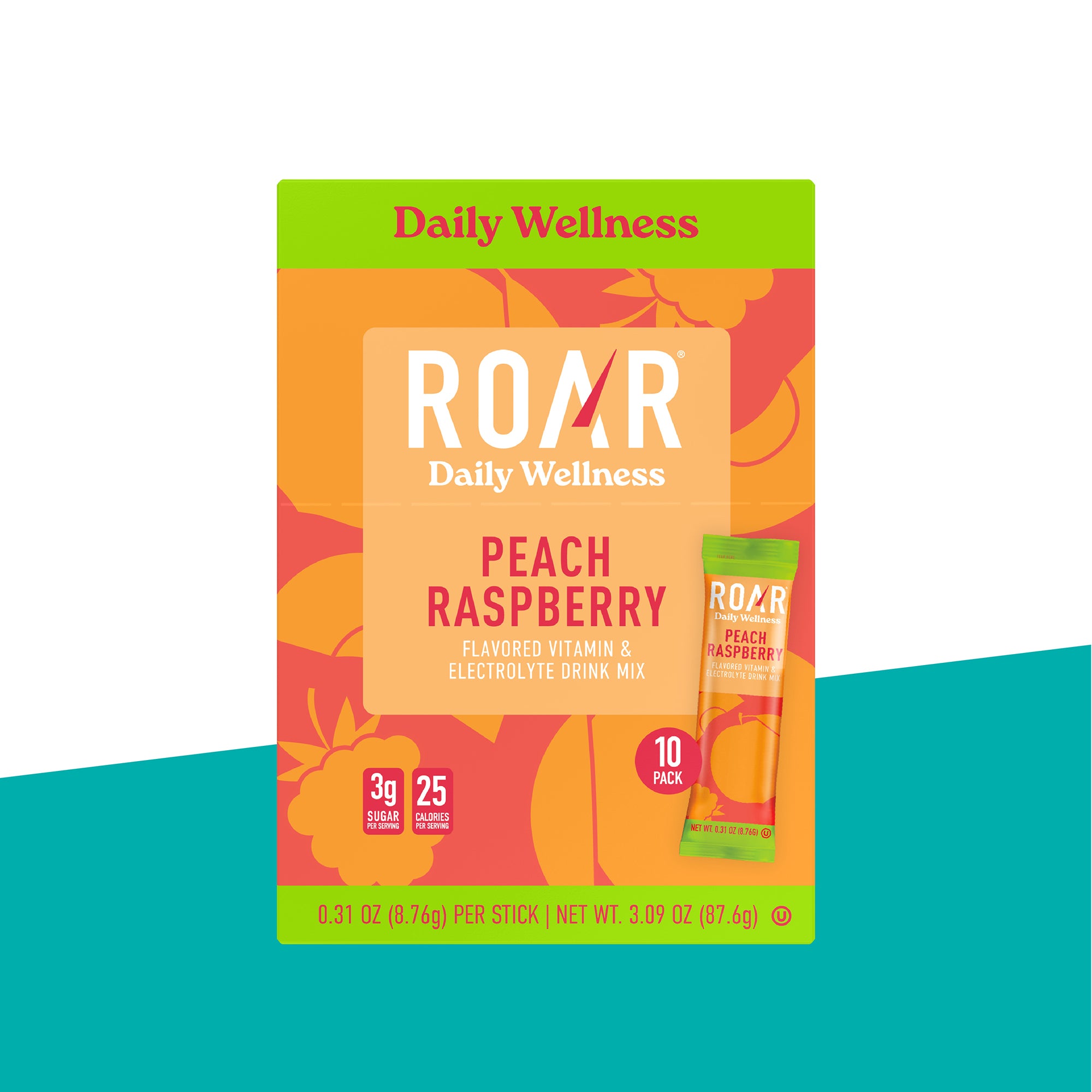 Peach Raspberry Daily Wellness Powder, 10 pack- ROAR Organic – Roar Organic