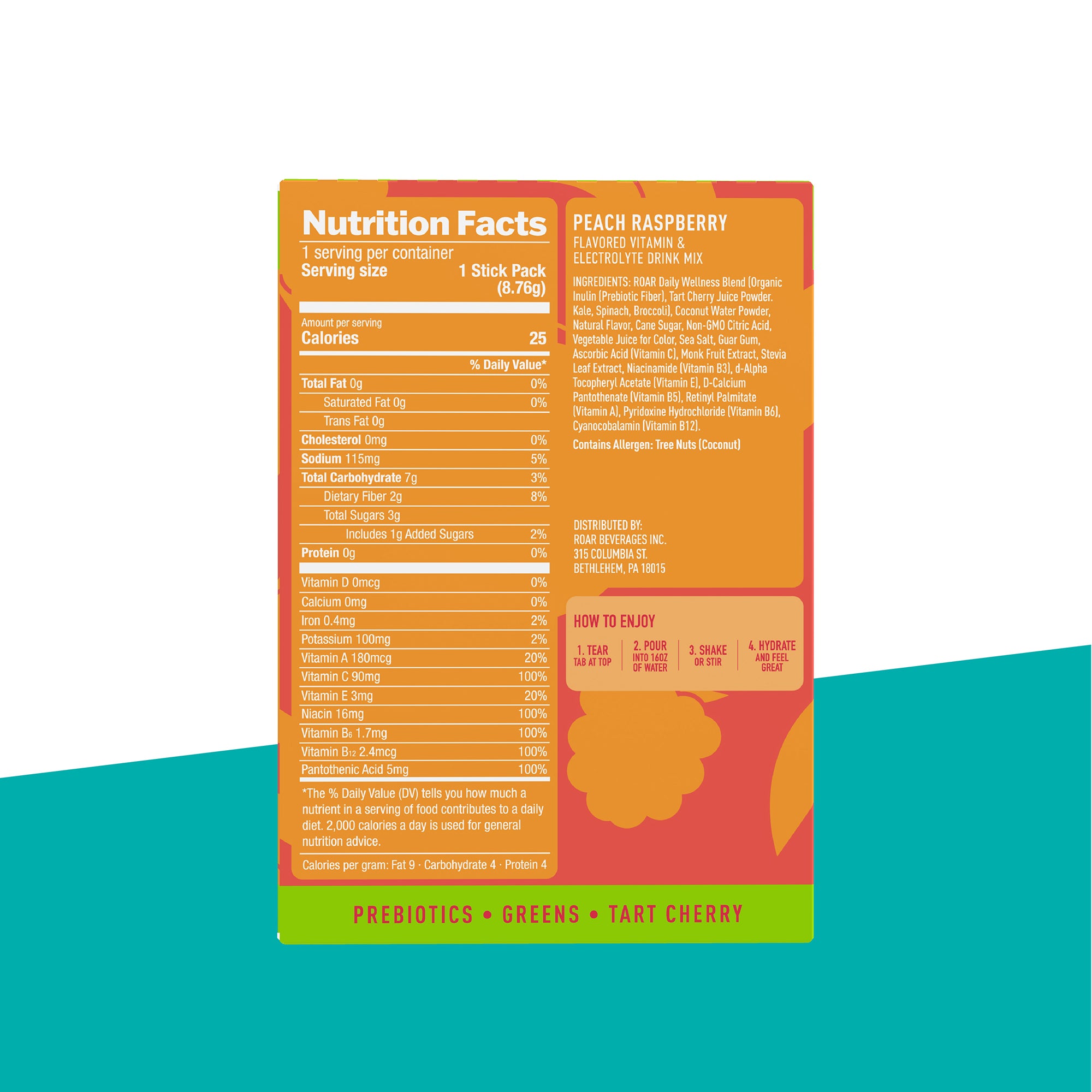 Peach Raspberry Daily Wellness Powder, 10 pack- ROAR Organic – Roar Organic